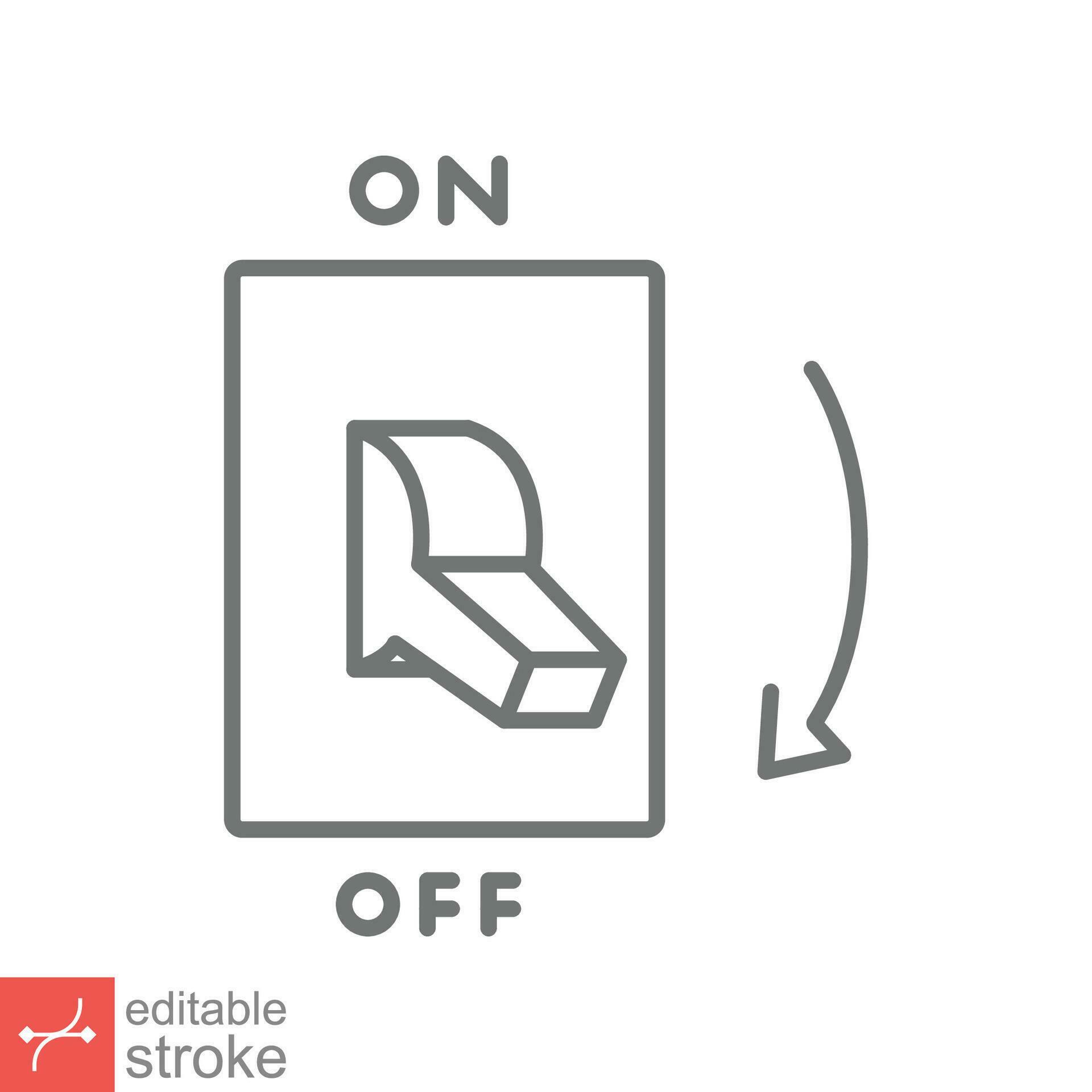 Light off, electric switch icon. Simple outline style. Power turn off button, toggle switch of ...