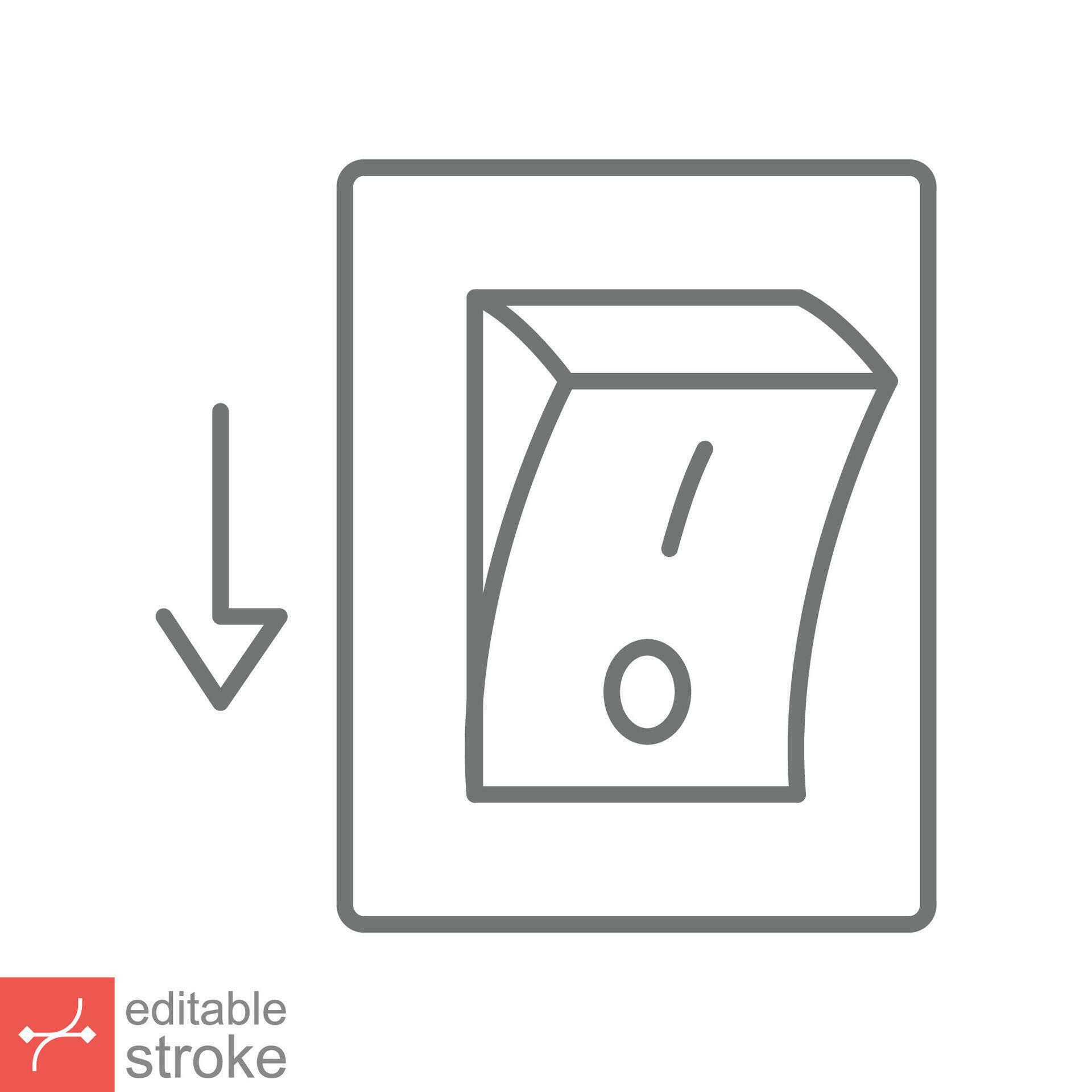 Light off, electric switch icon. Simple outline style. Power turn off button, toggle switch of ...