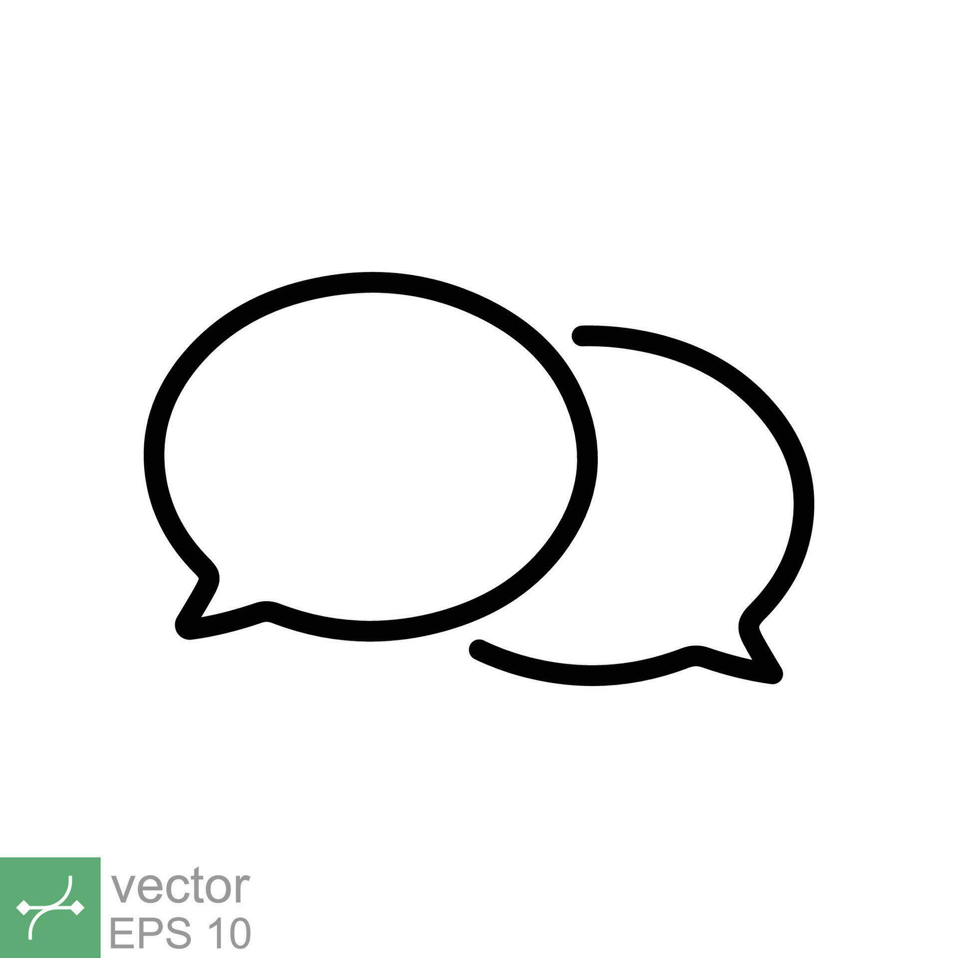 Talk Bubble Speech Icon Simple Outline Style Chat Speak Dialogue Balloon Cloud Dialog