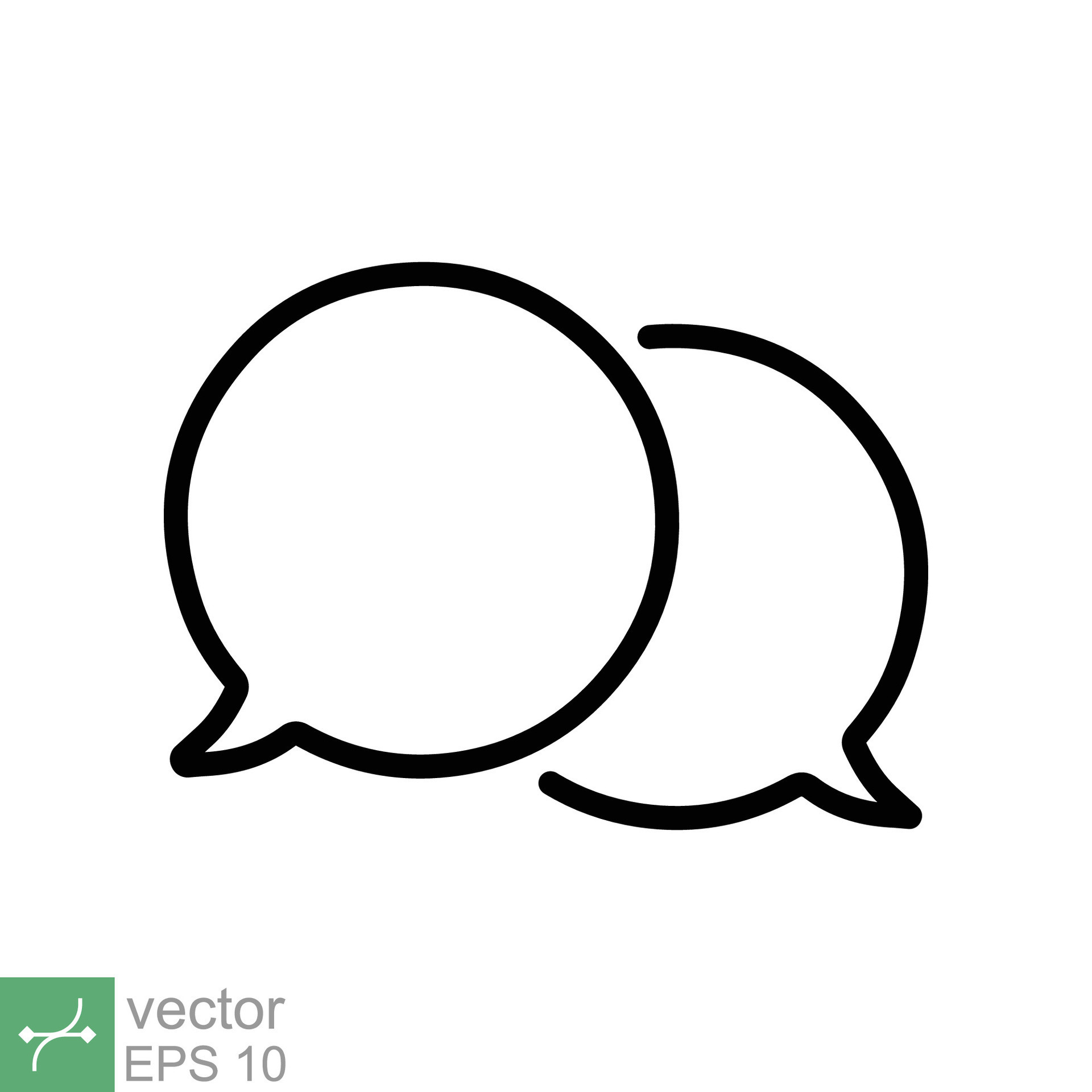 Talk Bubble Speech Icon Simple Outline Style Chat Speak Dialogue Balloon Cloud Dialog