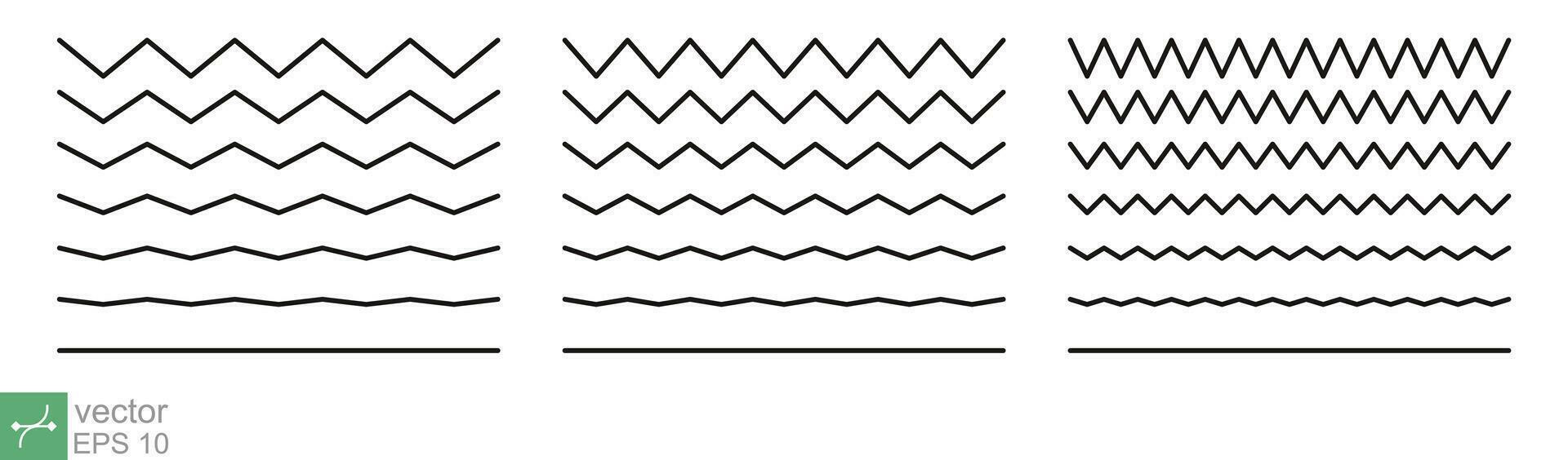 Squiggle, zigzag line pattern. Wiggly, wavy, ripple, wave line, black underlines, smooth and ...