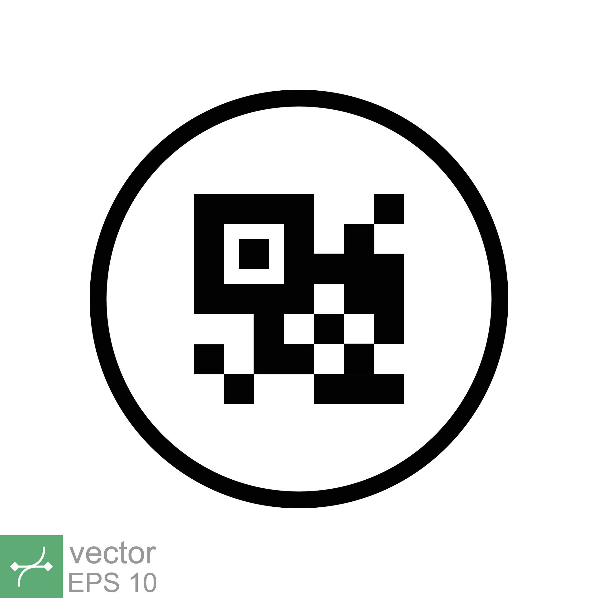 Scan qr code icon. Simple flat style. Scanning black round qr badge on ...