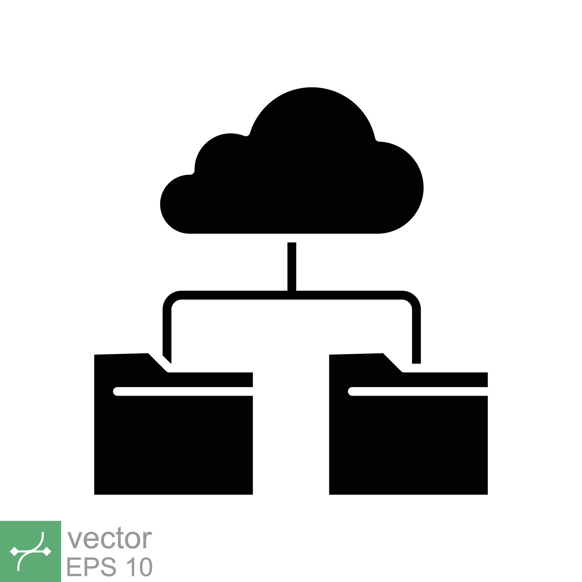 Cloud Storage Icon Simple Solid Style Digital File Organization Service Upload Computer