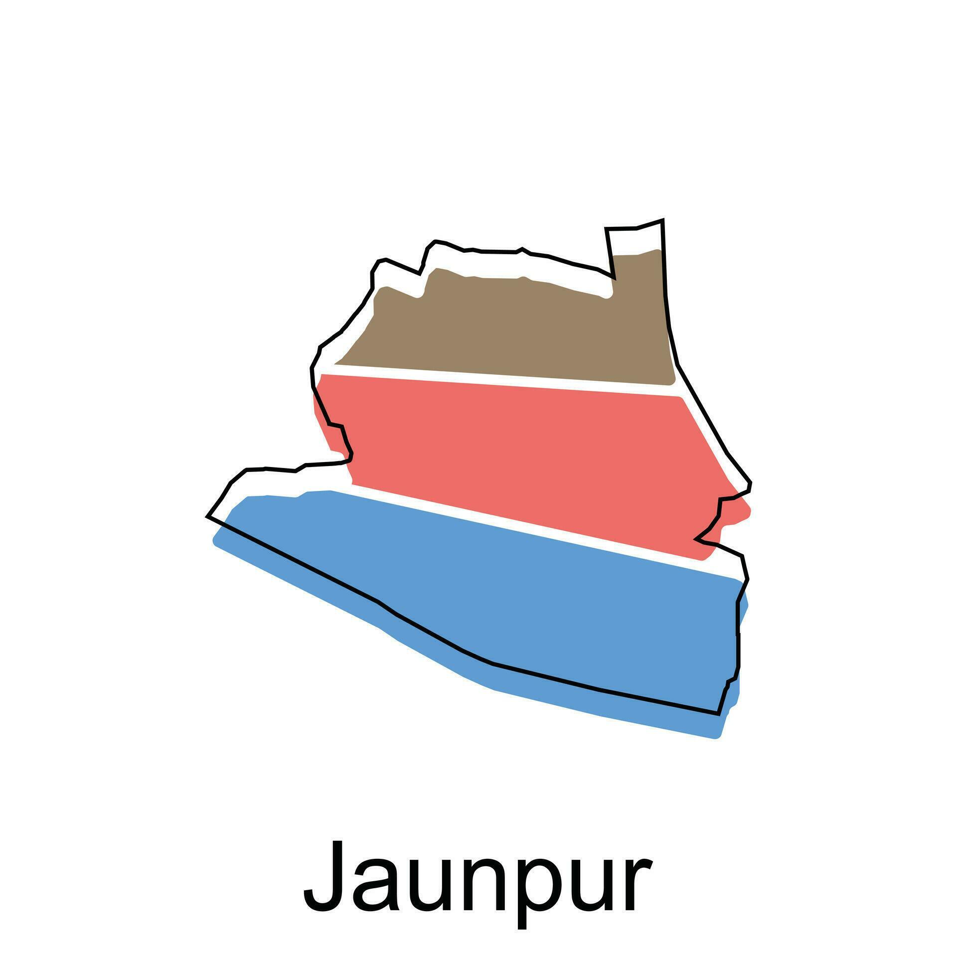 Map of Jaunpur vector template with outline, graphic sketch style isolated on white background ...