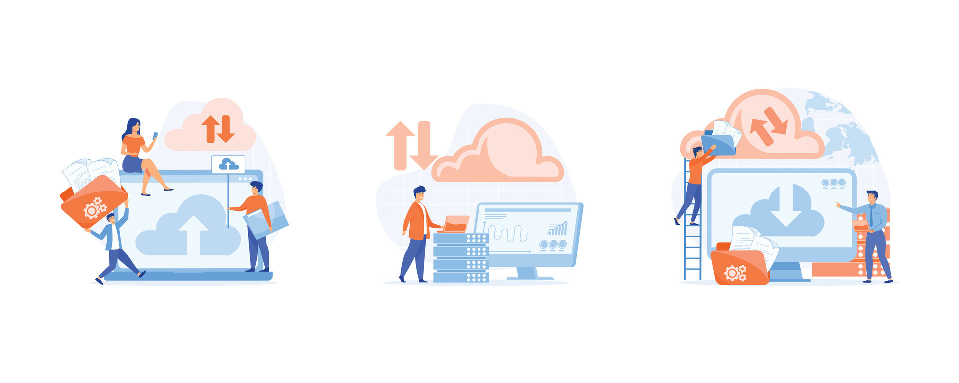 Business Technology Concept File Upload Backup On Cloud Server Storage