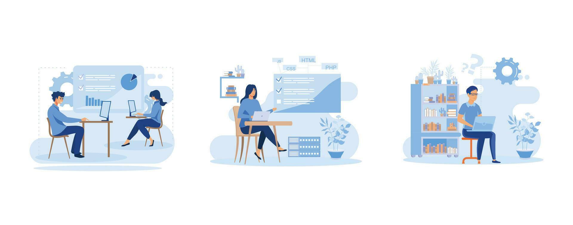 Computer skills requirement abstract concept vector illustration set ...