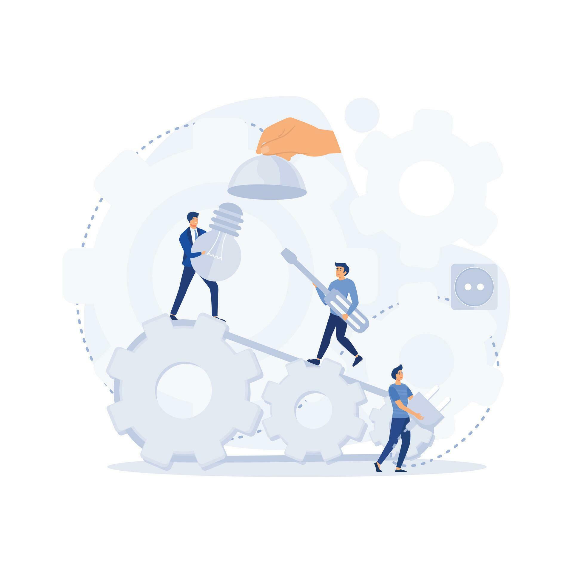 Group of young business people collaborating, solving problems ...