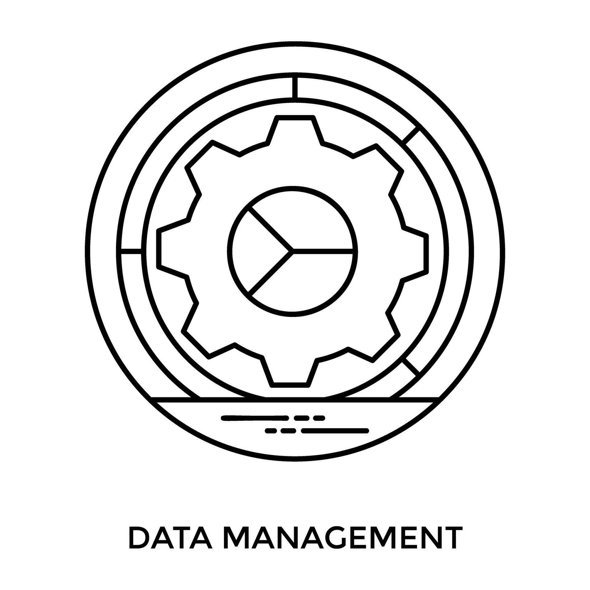 Gear sign under a data processing cycle, granting icon for data ...