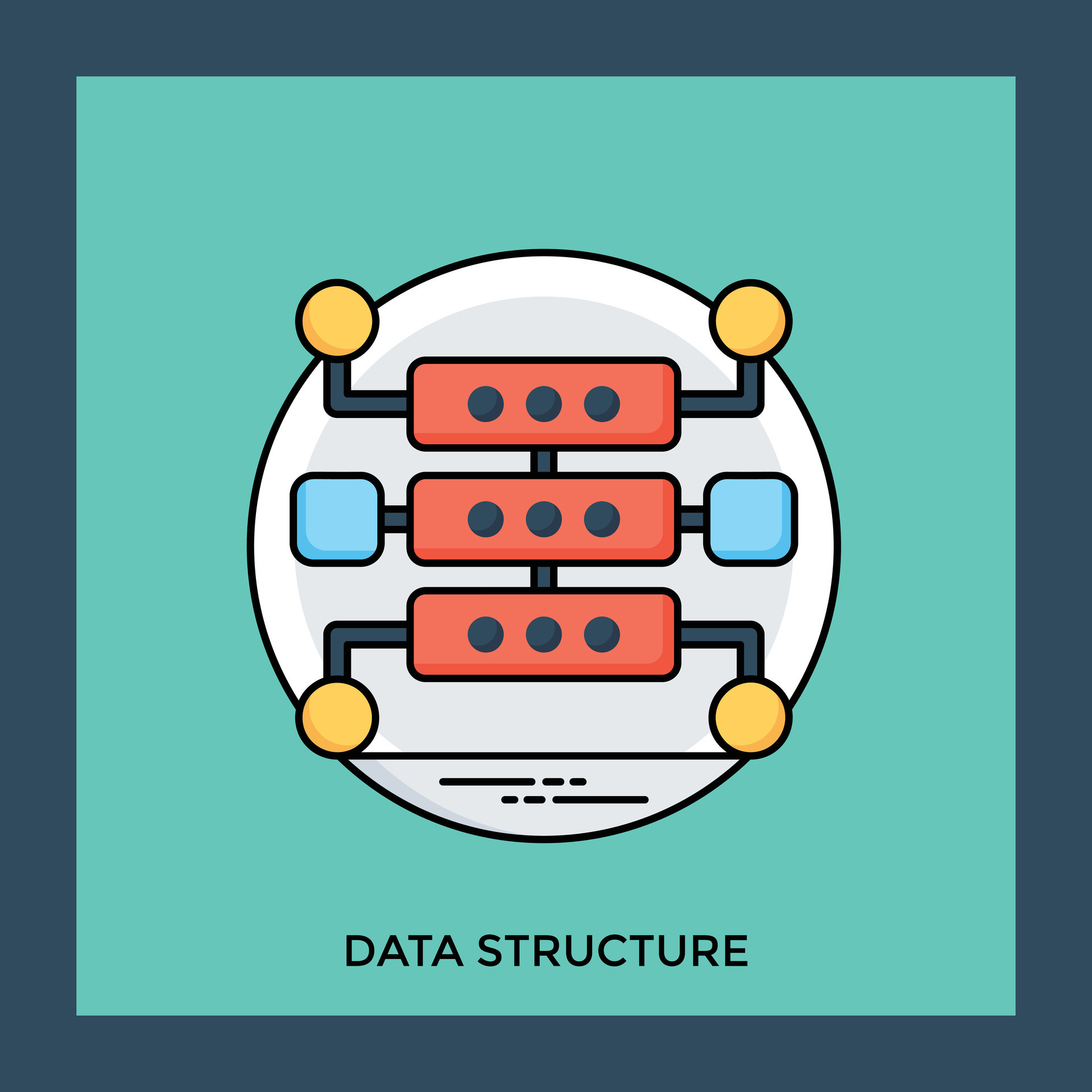 Data Storage Hardware Devices With Nodes Showcasing Data Structure Icon