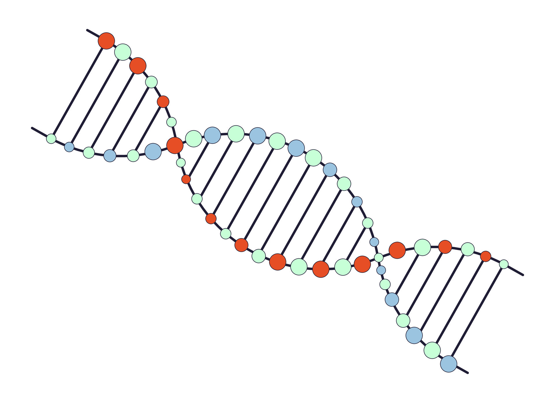 Dna Helix Flat Line Color Isolated Vector Object Genetic Information