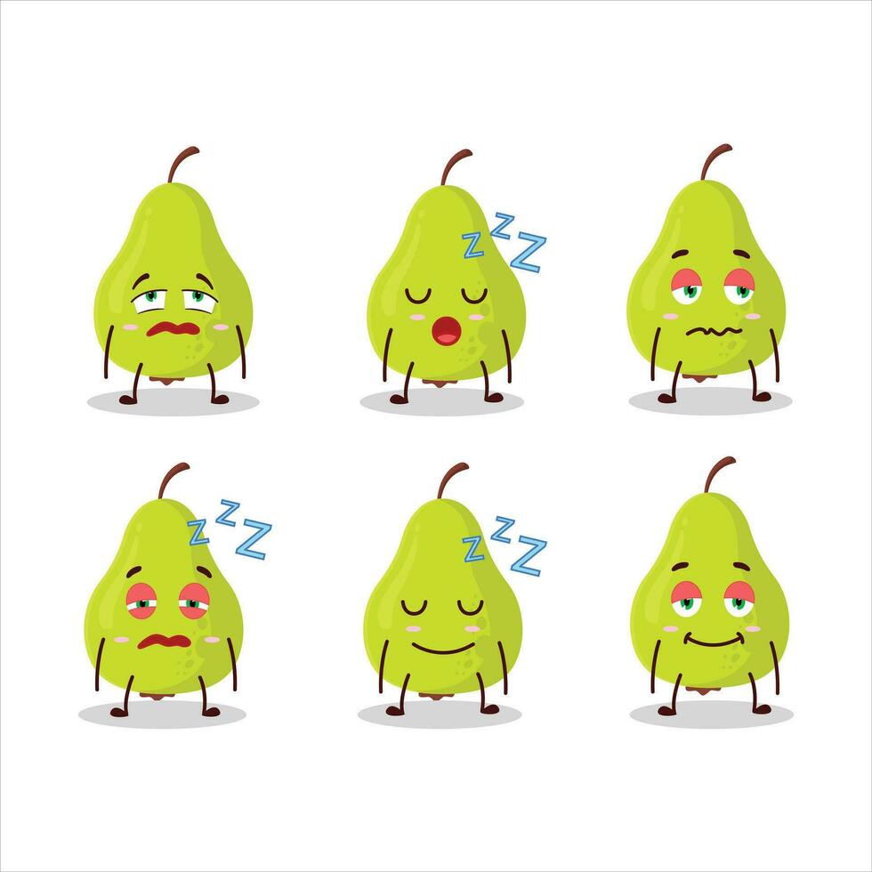 Dibujos Animados Personaje De Verde Pera Con Soñoliento Expresión 26973704 Vector En Vecteezy