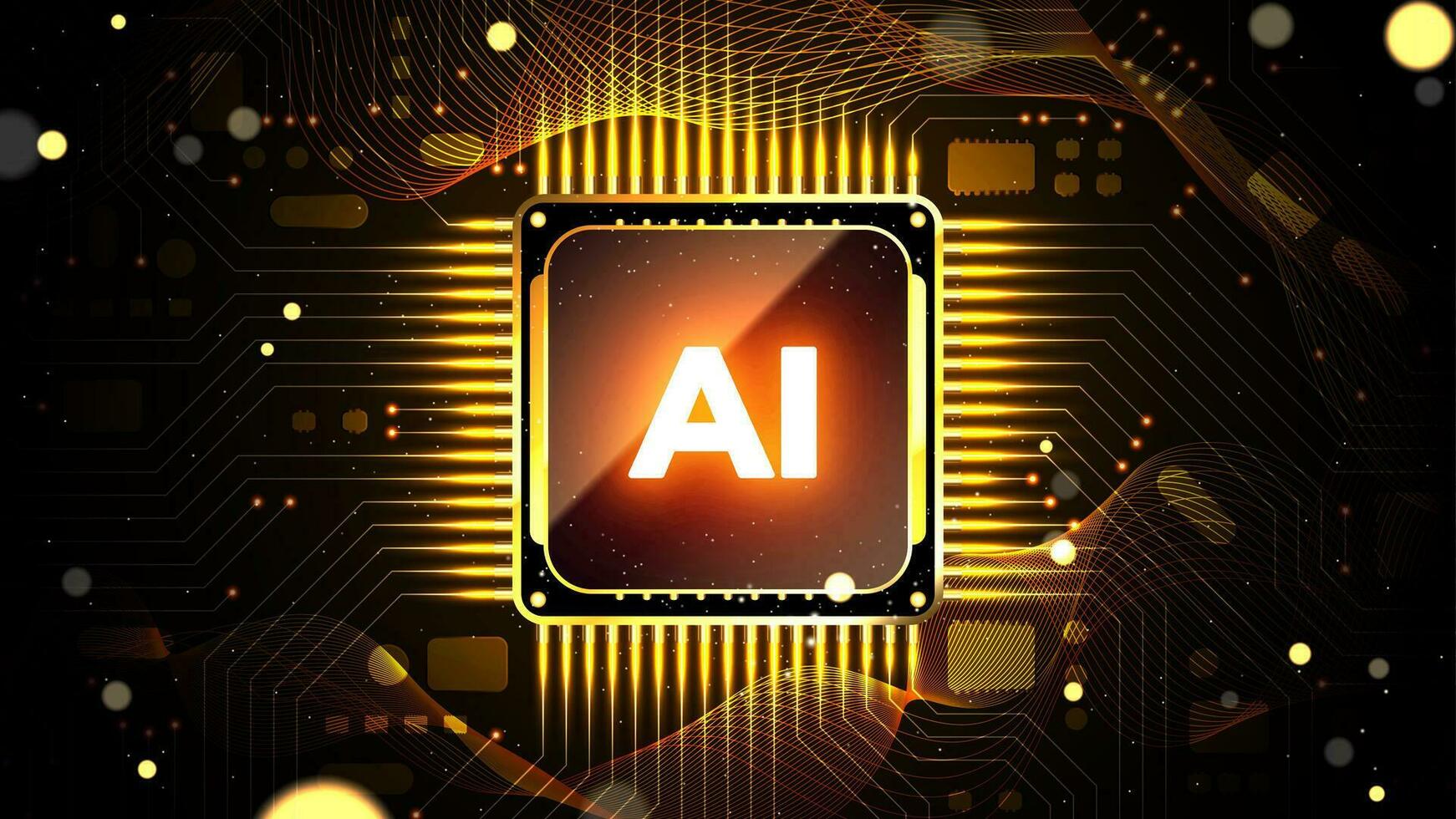 Glowing Ai Chipset Processor And Circuits Futuristic Artificial Intelligence Cpu With