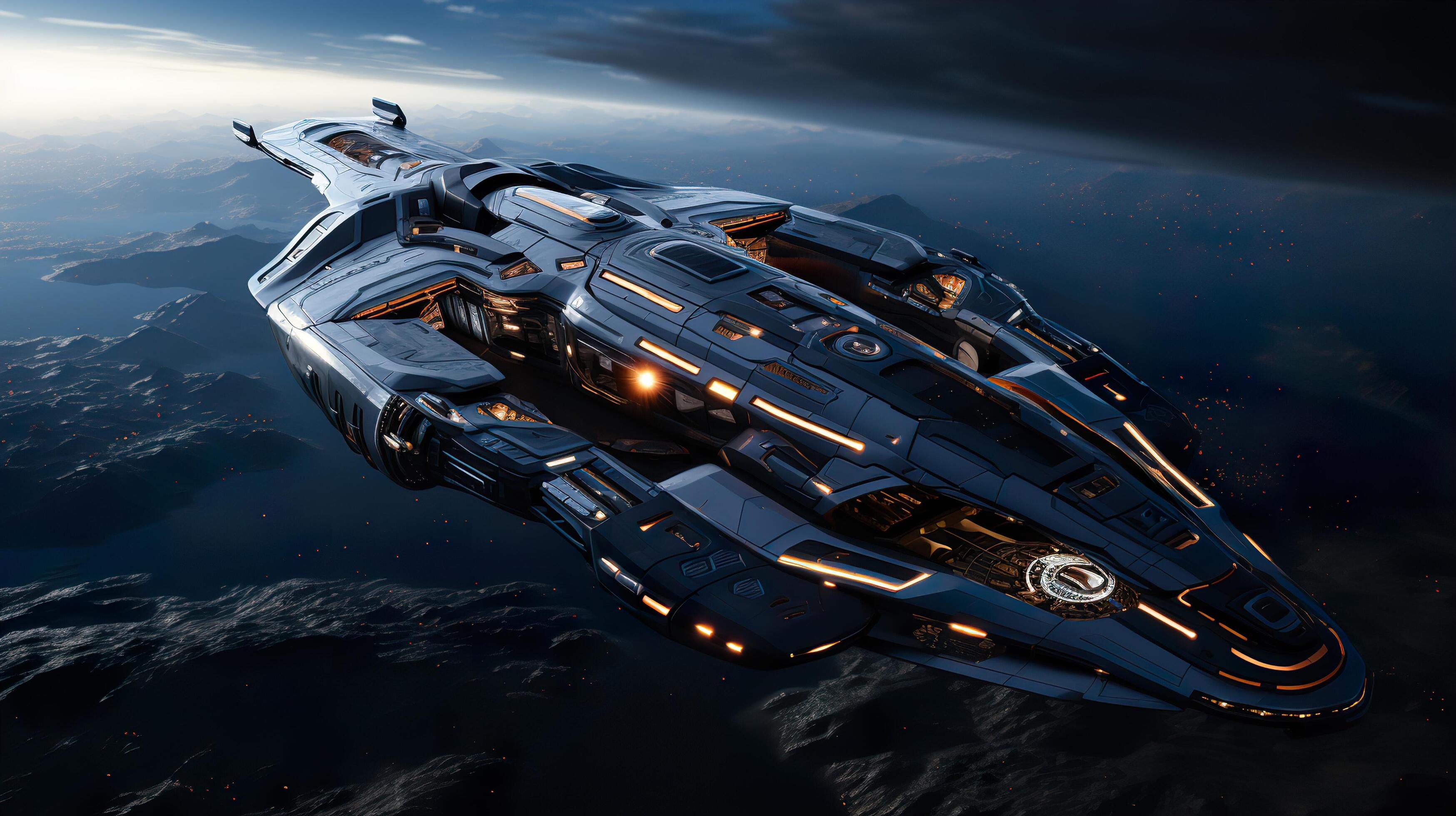 Spaceship Next Generation Robotic Spaceship Leaving The Earth