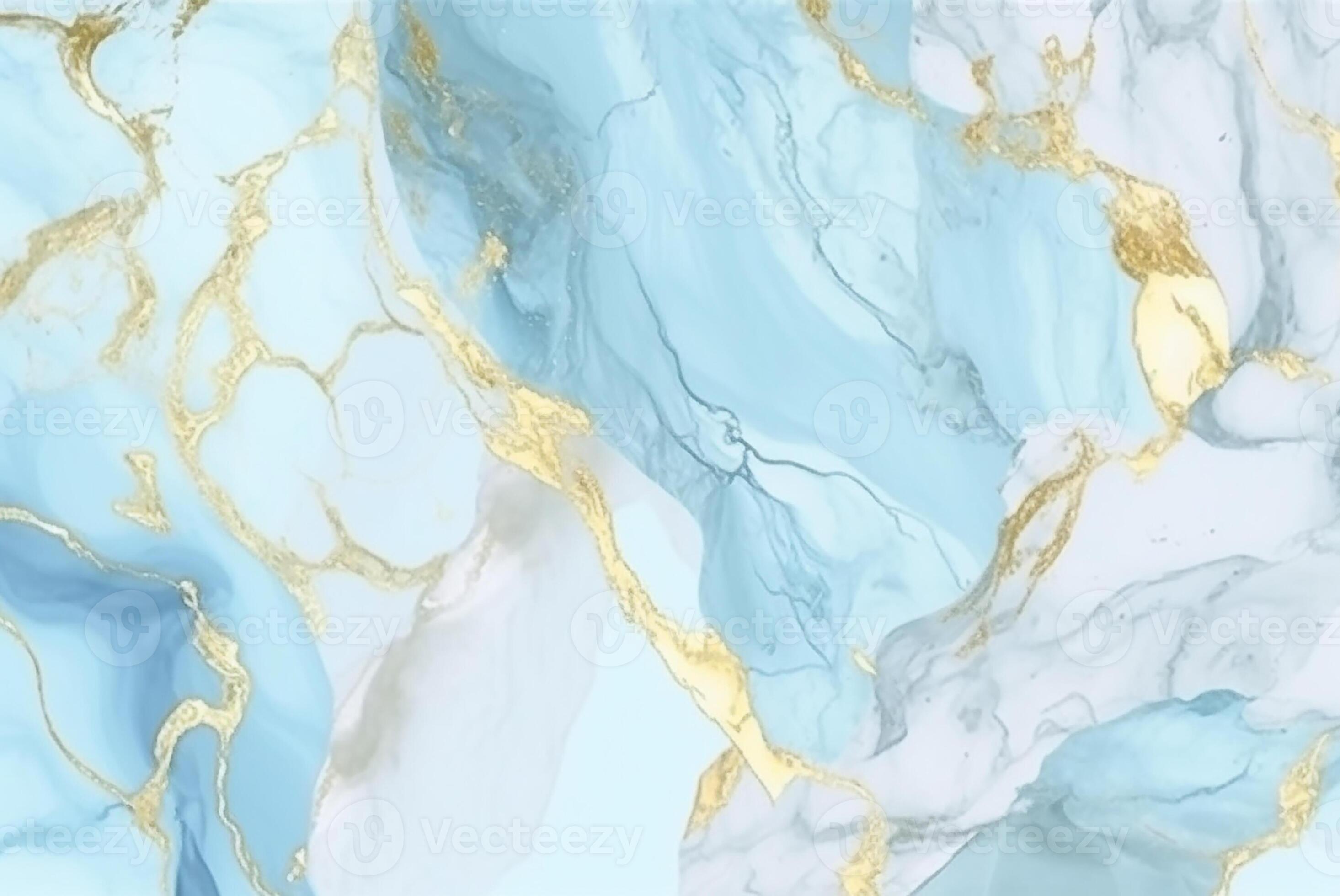 Pastel light blue color liquid marble watercolor style background ...