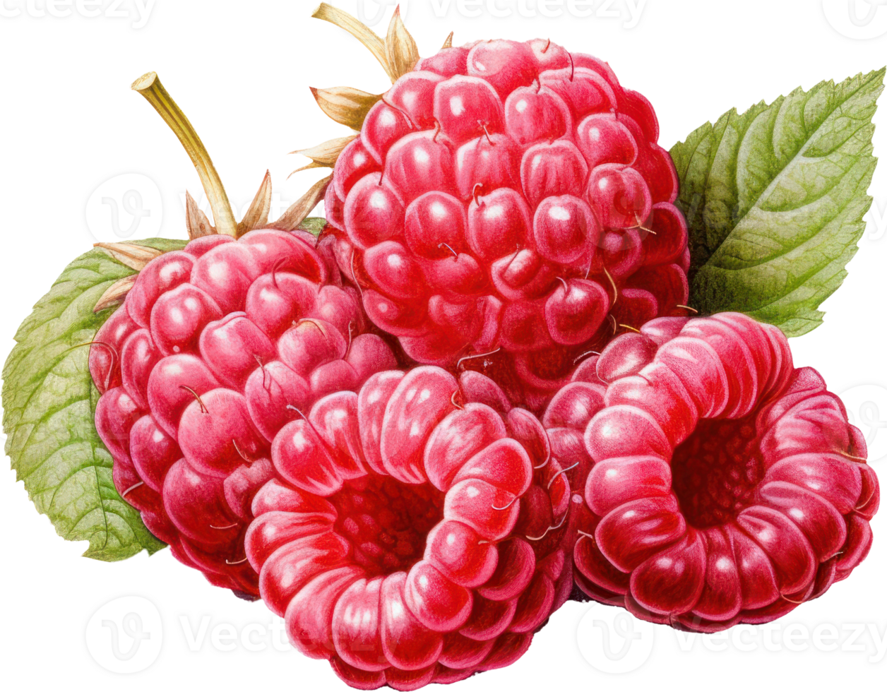 Raspberry watercolor illustration. AI Generated 26976462 PNG