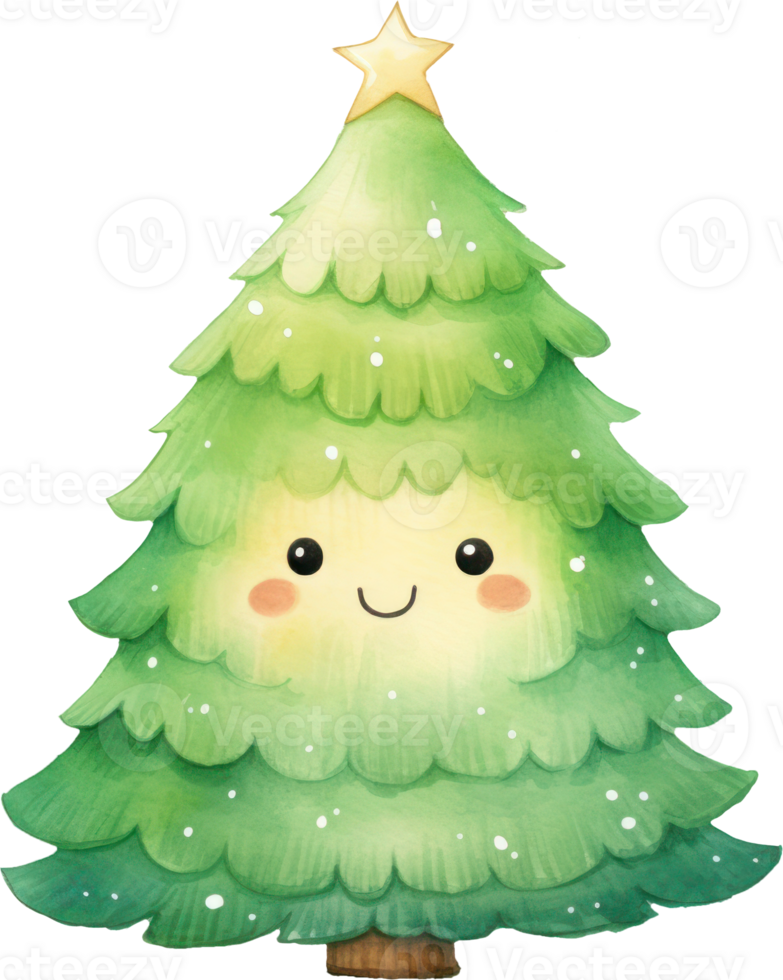 Navidad árbol Dibujos Animados Acuarela Ai Generado 26976491 Png