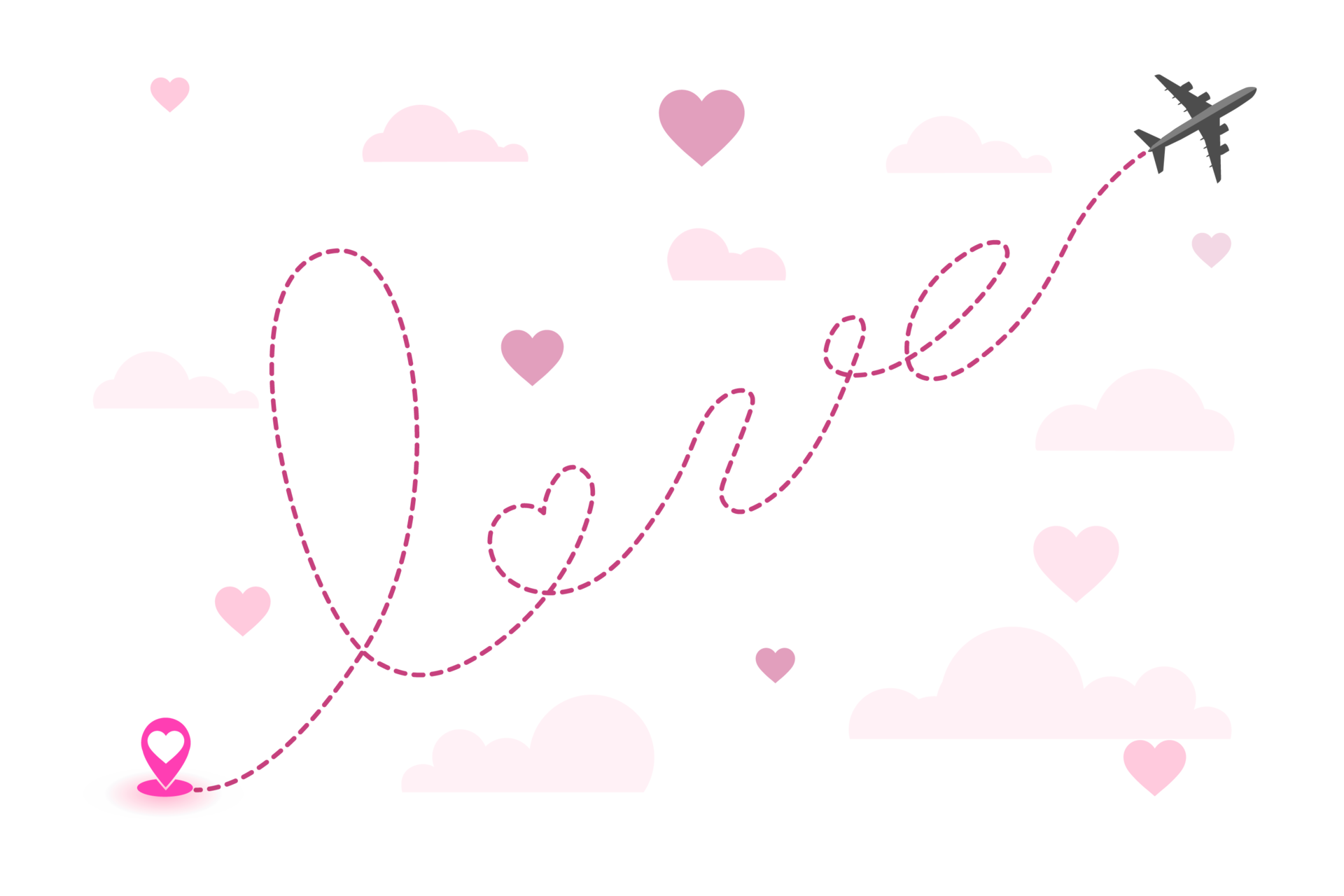 Love Airplane Route Air Plane Flight Route With Start Point And Dash