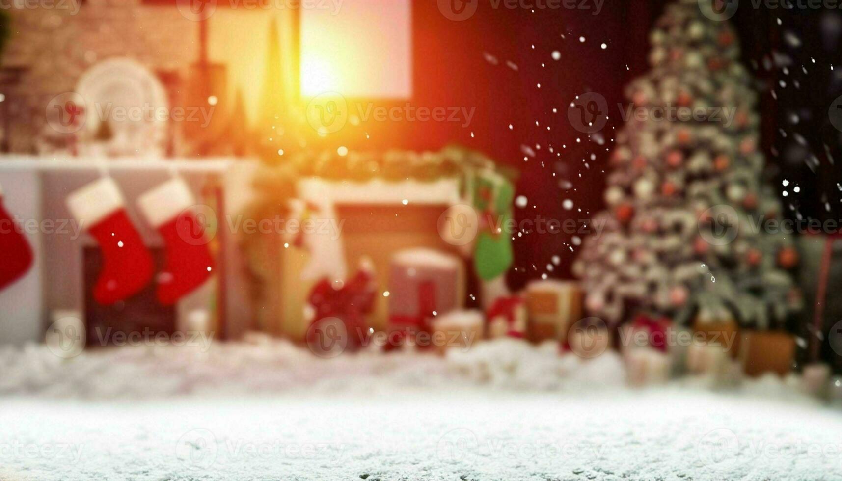 AI Generated, Christmas background with Christmas tree, fireplace and ...