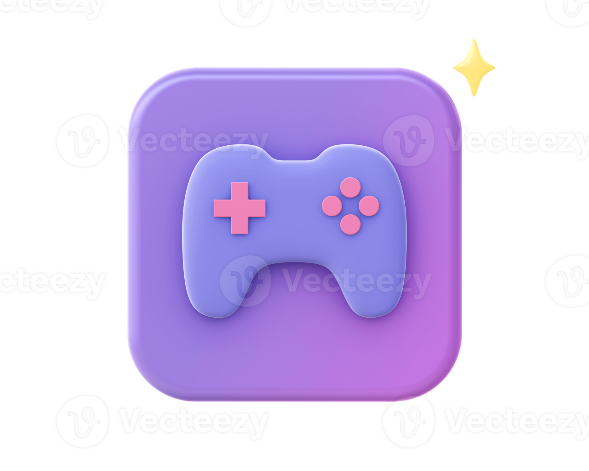 3d render of purple game controller joystick icon for UI UX web mobile ...