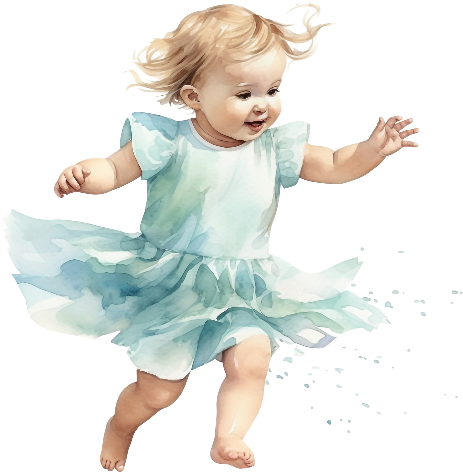 watercolor vintage style illustration, cute little girl dancing, child ... watercolor vintage style illustration, cute little girl dancing, child ...