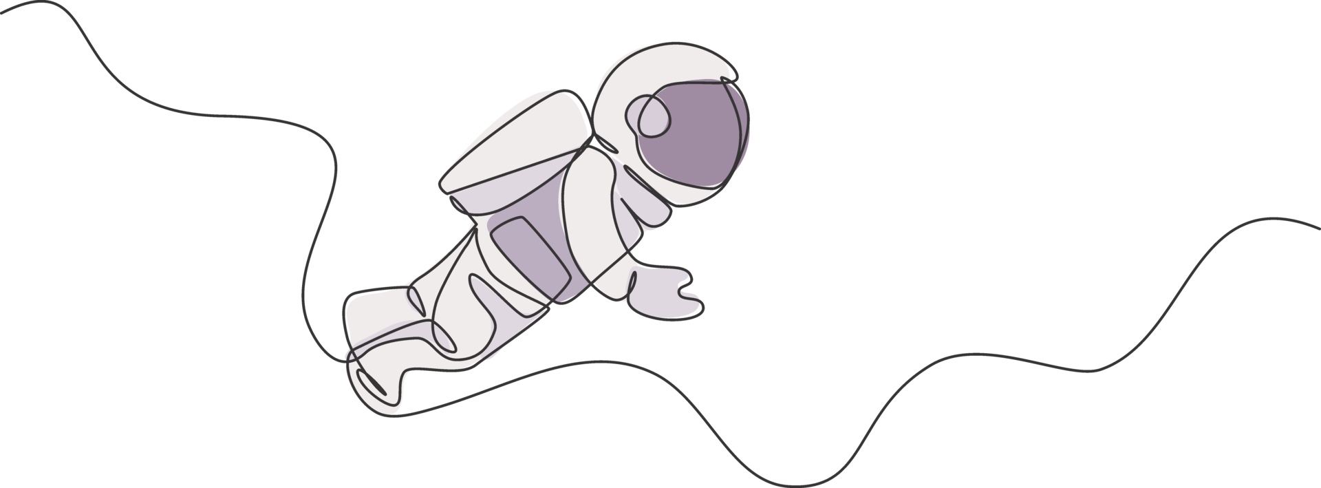 One Single Line Drawing Of Young Astronaut In Spacesuit Flying At Outer Space Illustration