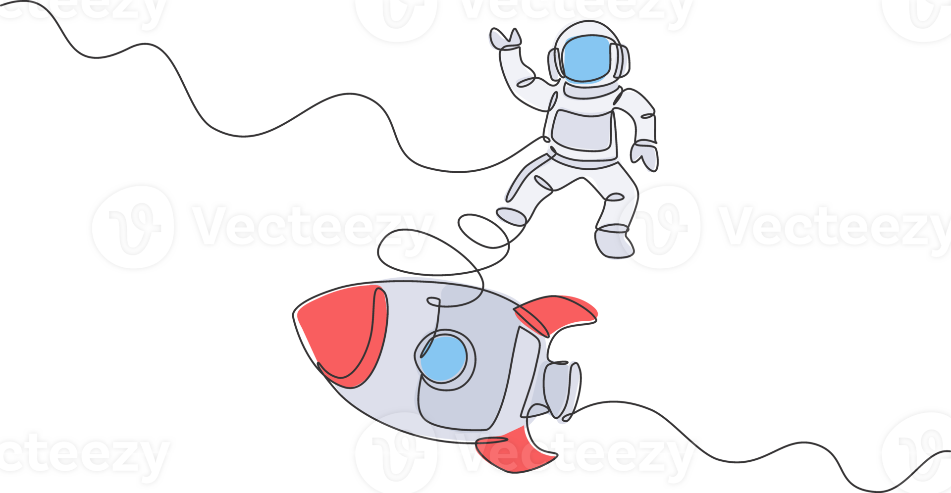 One Continuous Line Drawing Of Spaceman Astronaut Science Discovering Cosmos Galactic With