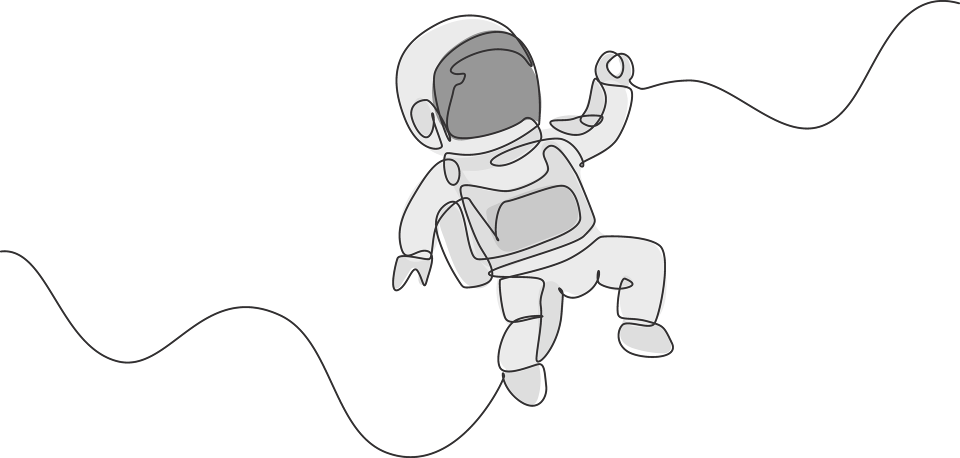 One Single Line Drawing Of Young Astronaut In Spacesuit Flying At Outer Space Illustration