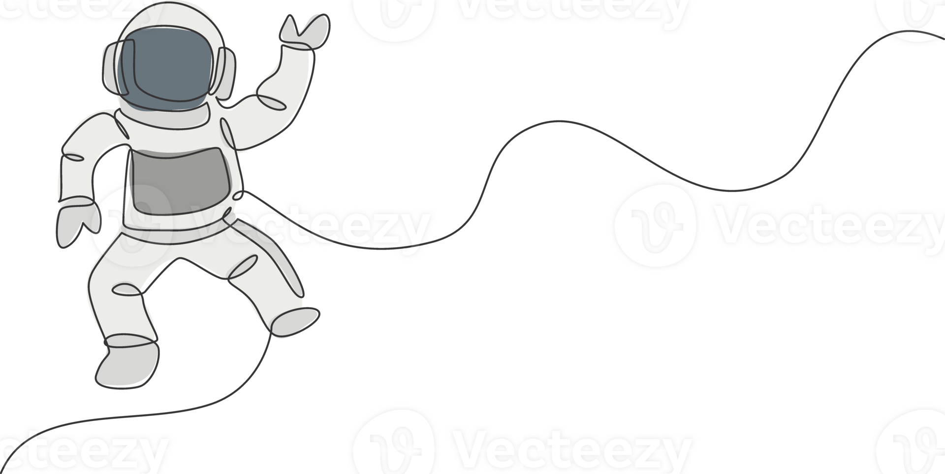 One Continuous Line Drawing Of Young Astronaut Scientist Exploring Outer Space In Retro Style