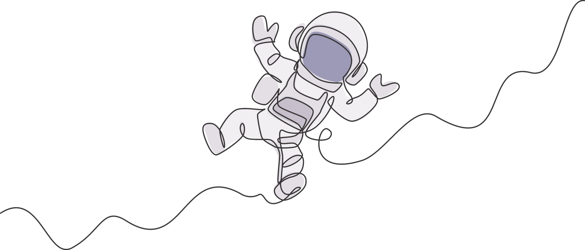 One Continuous Line Drawing Of Young Astronaut Scientist Exploring Outer Space In Retro Style