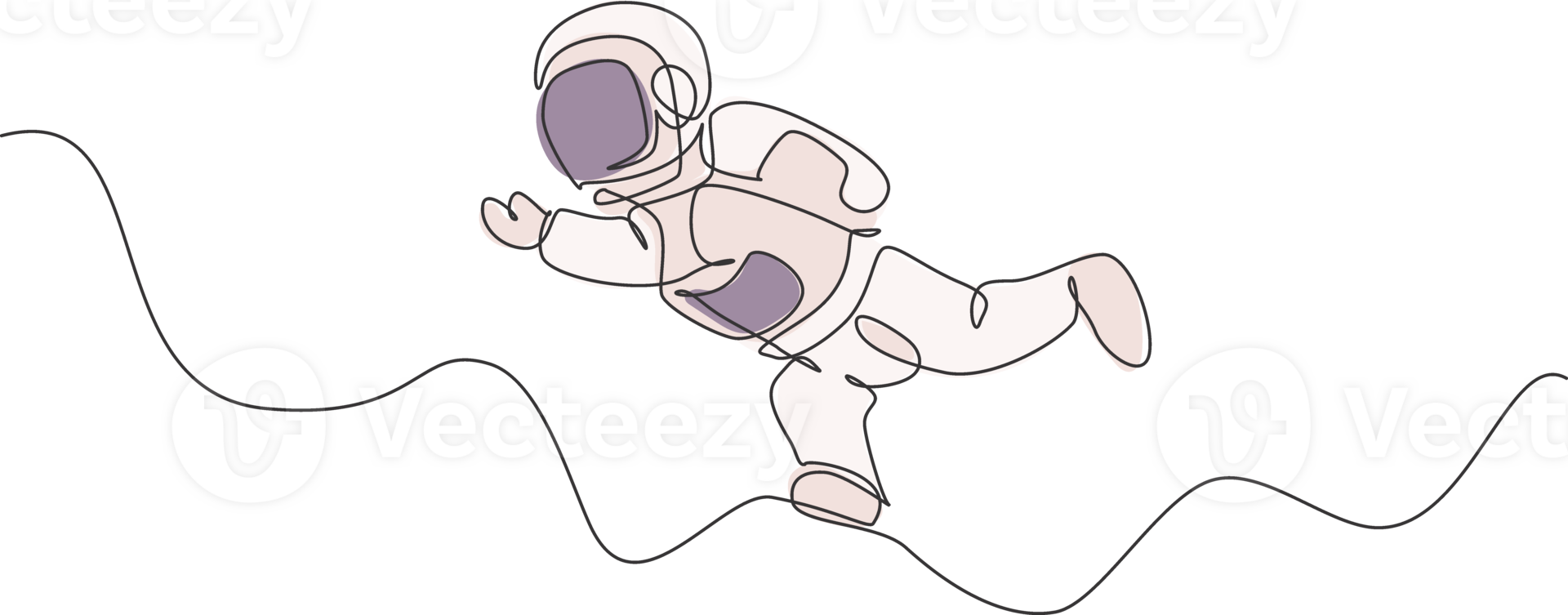 One Single Line Drawing Of Young Astronaut In Spacesuit Flying At Outer Space Graphic