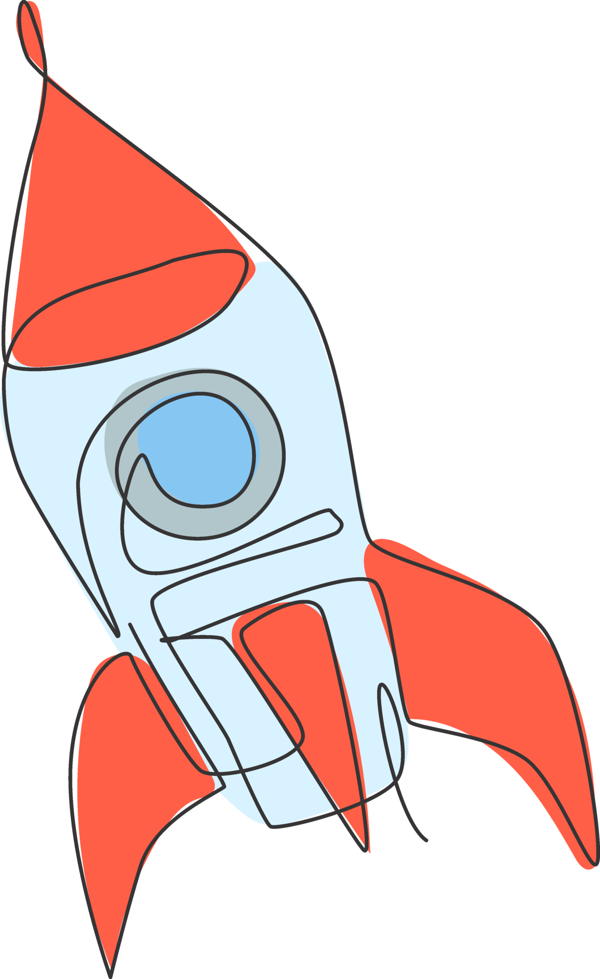 Single Continuous Line Drawing Rocket Launch Fly Into The Sky Universe