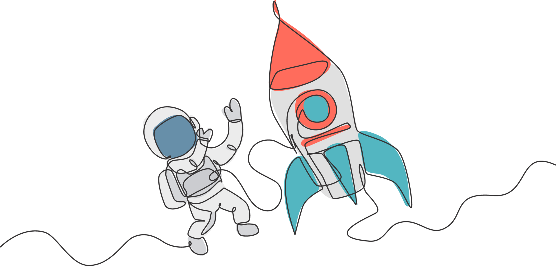 One Continuous Line Drawing Of Spaceman Astronaut Science Discovering Cosmos Galactic With