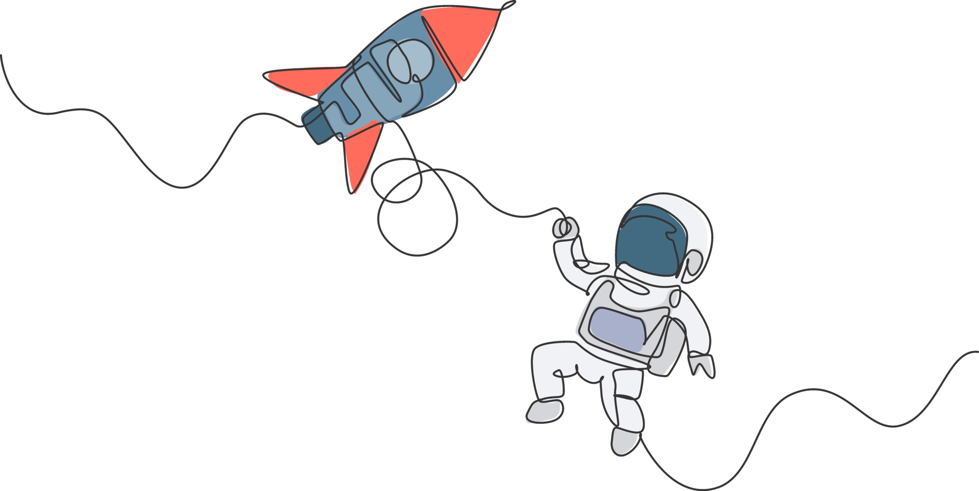 One Single Line Drawing Of Astronaut In Spacesuit Floating And Discovering Deep Space With