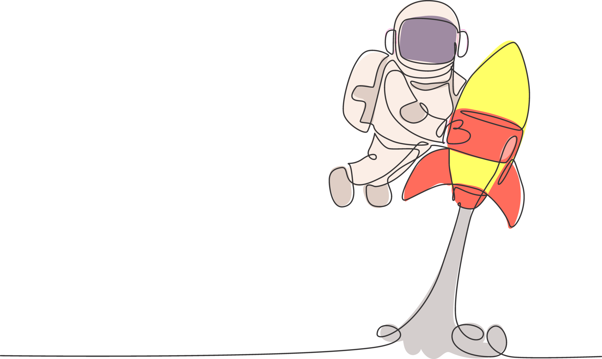 One Single Line Drawing Of Astronaut In Spacesuit Floating And Discovering Deep Space While