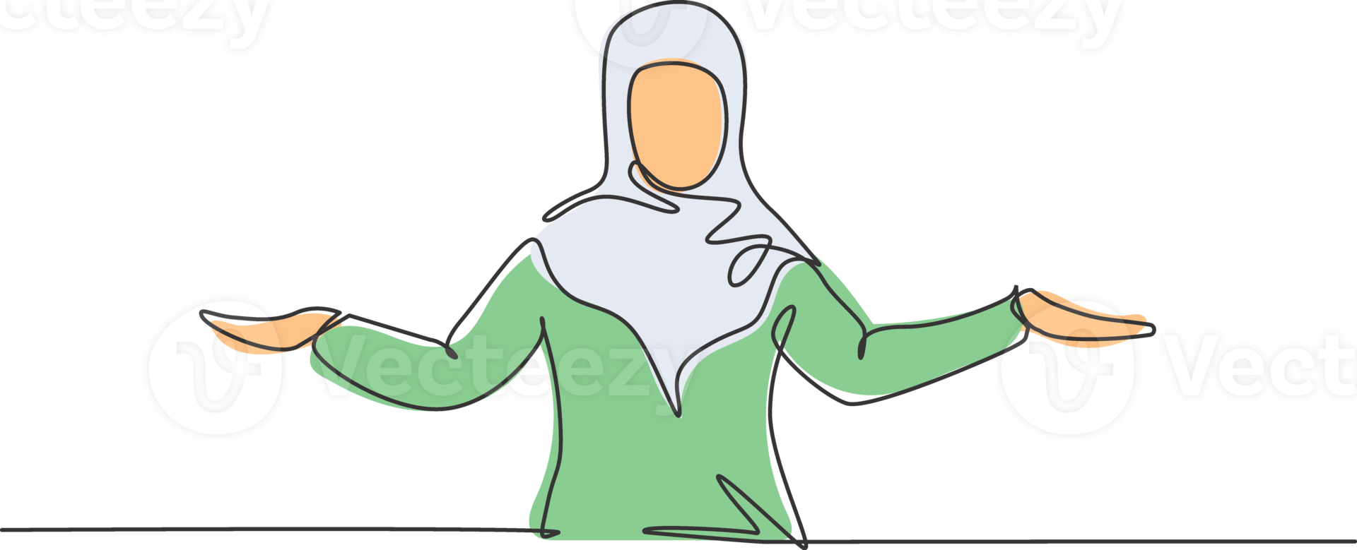 Single one line drawing of young Arabian business woman stretched out ...