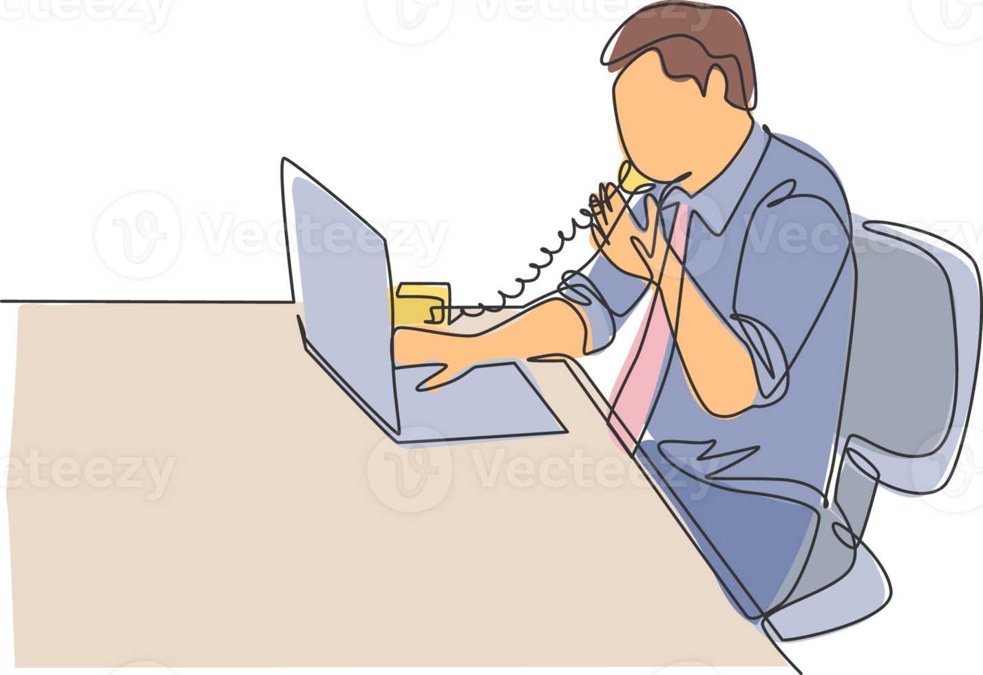 One continuous line drawing of young programmer take a phone call using ... One continuous line drawing of young programmer take a phone call using ...