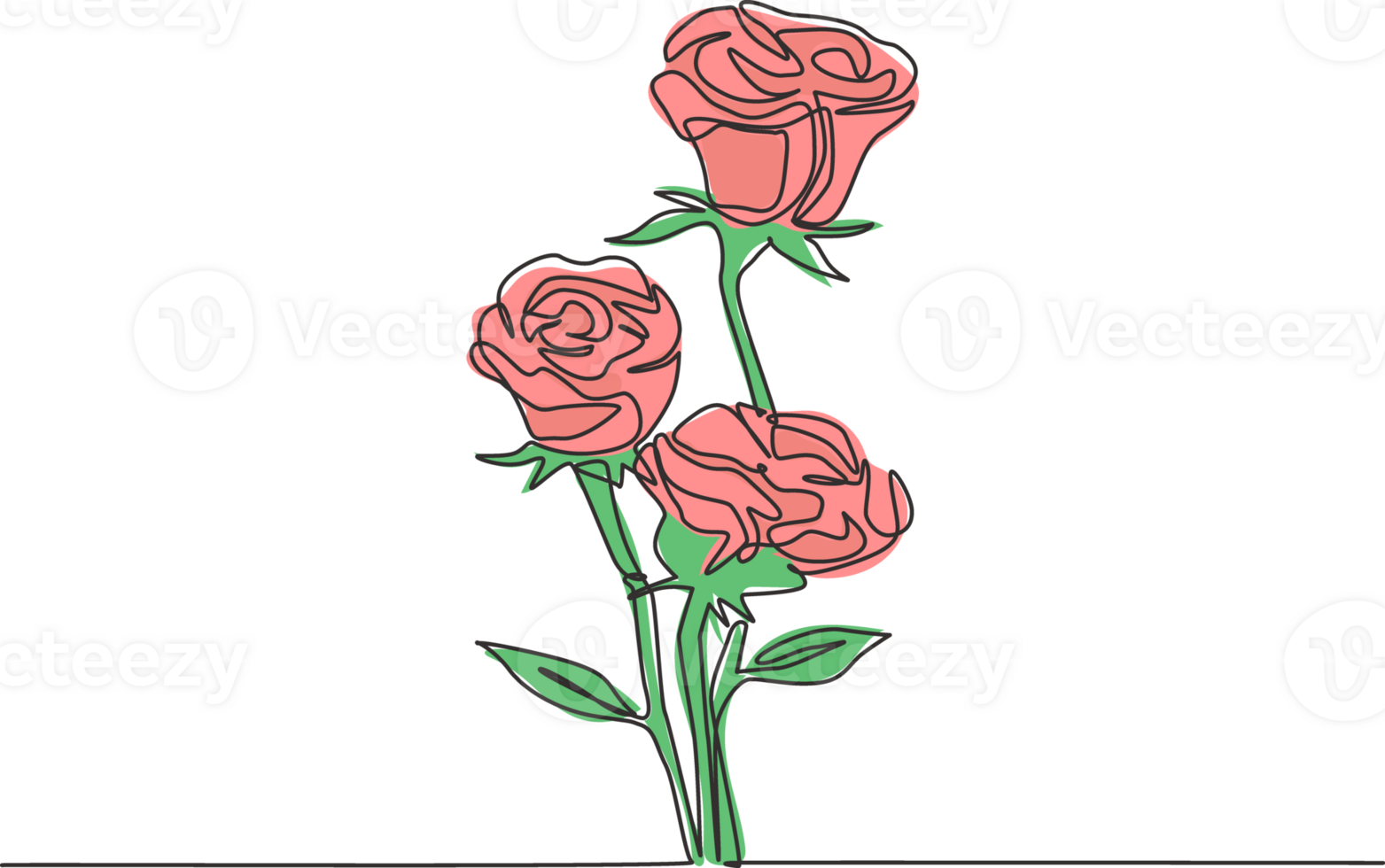 One Single Line Drawing Of Fresh Beautiful Rose Flowers Romantic