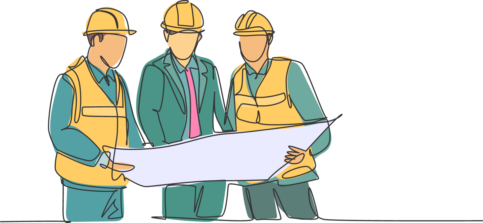 One Continuous Line Drawing Of Young Construction Coordinator