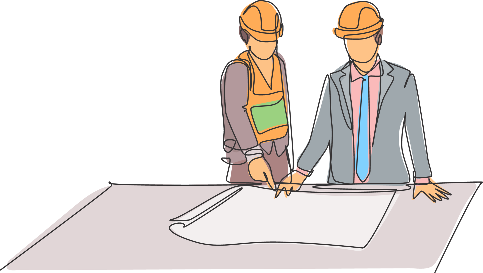 One Single Line Drawing Of Young Architect Explaining Sketch