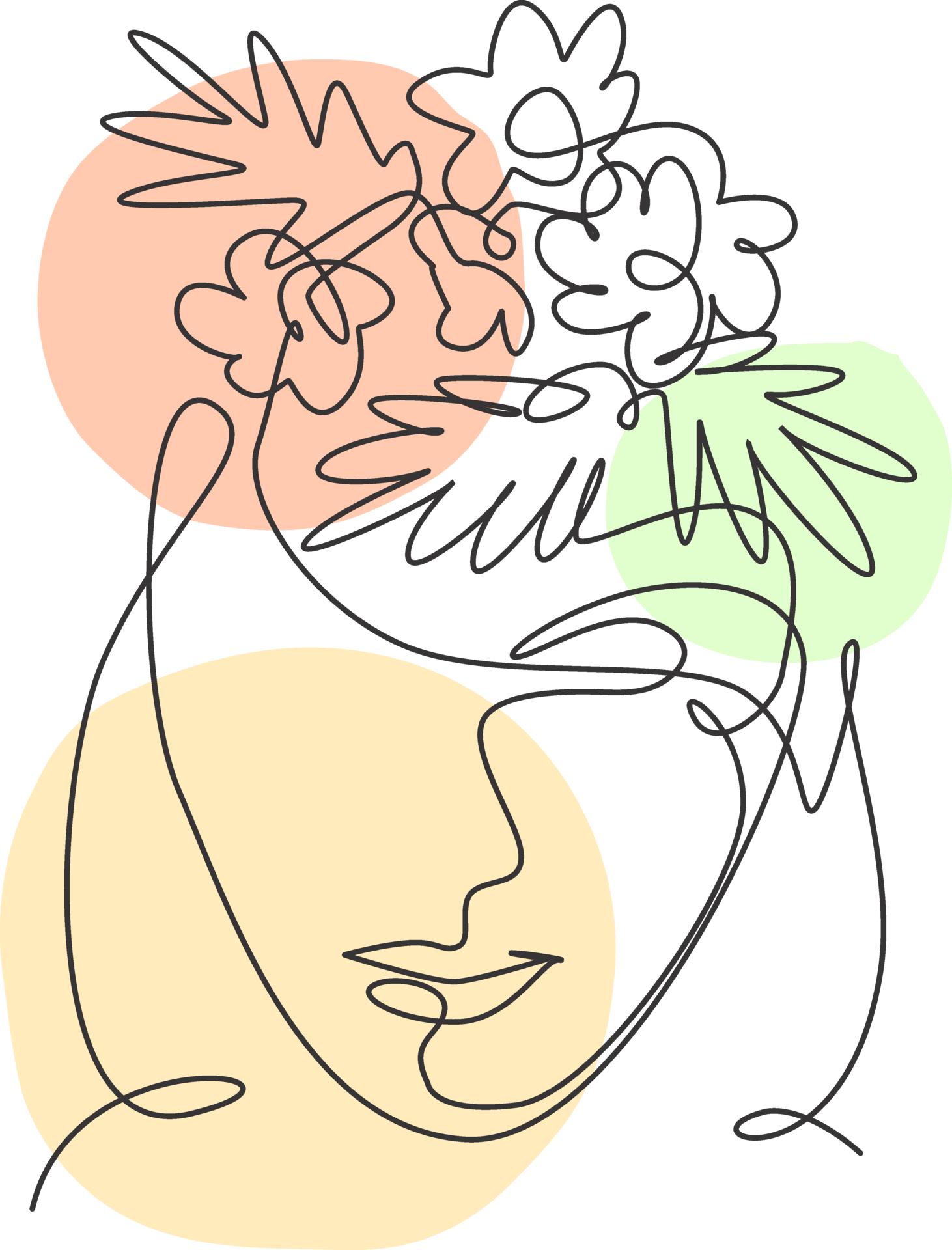 One Continuous Line Drawing Minimalist Beauty Nature Cosmetic Hairstyle