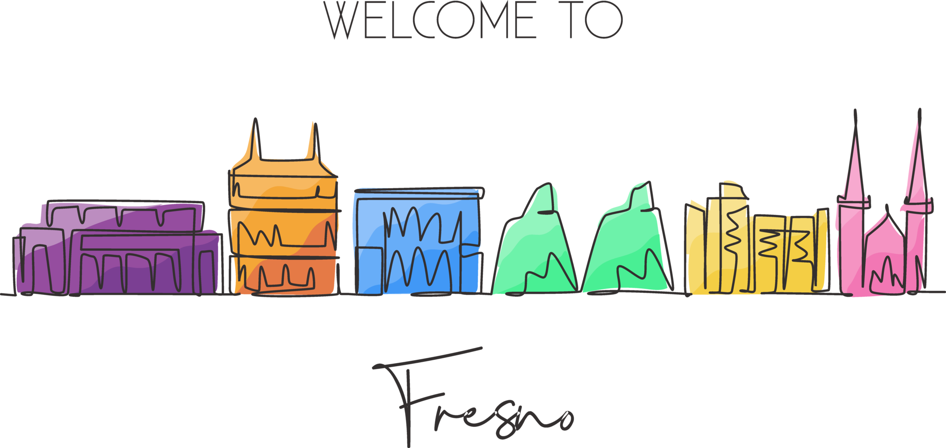 Um Desenho De Linha Contínua Do Horizonte Da Cidade De Mesa Califórnia Turismo De Belas