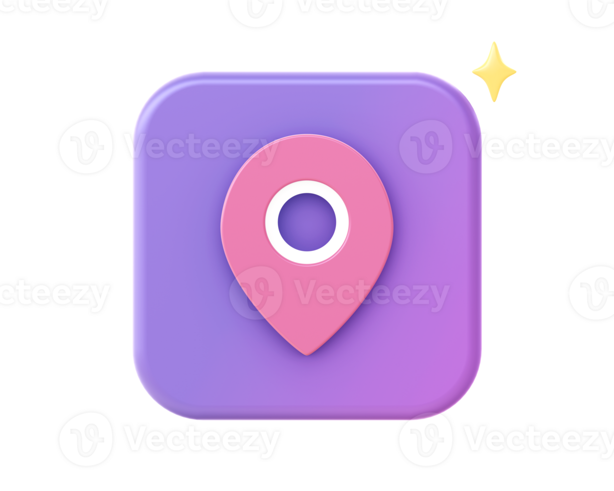 3d render of purple map pointer location icon for UI UX web mobile apps social media ads design ...
