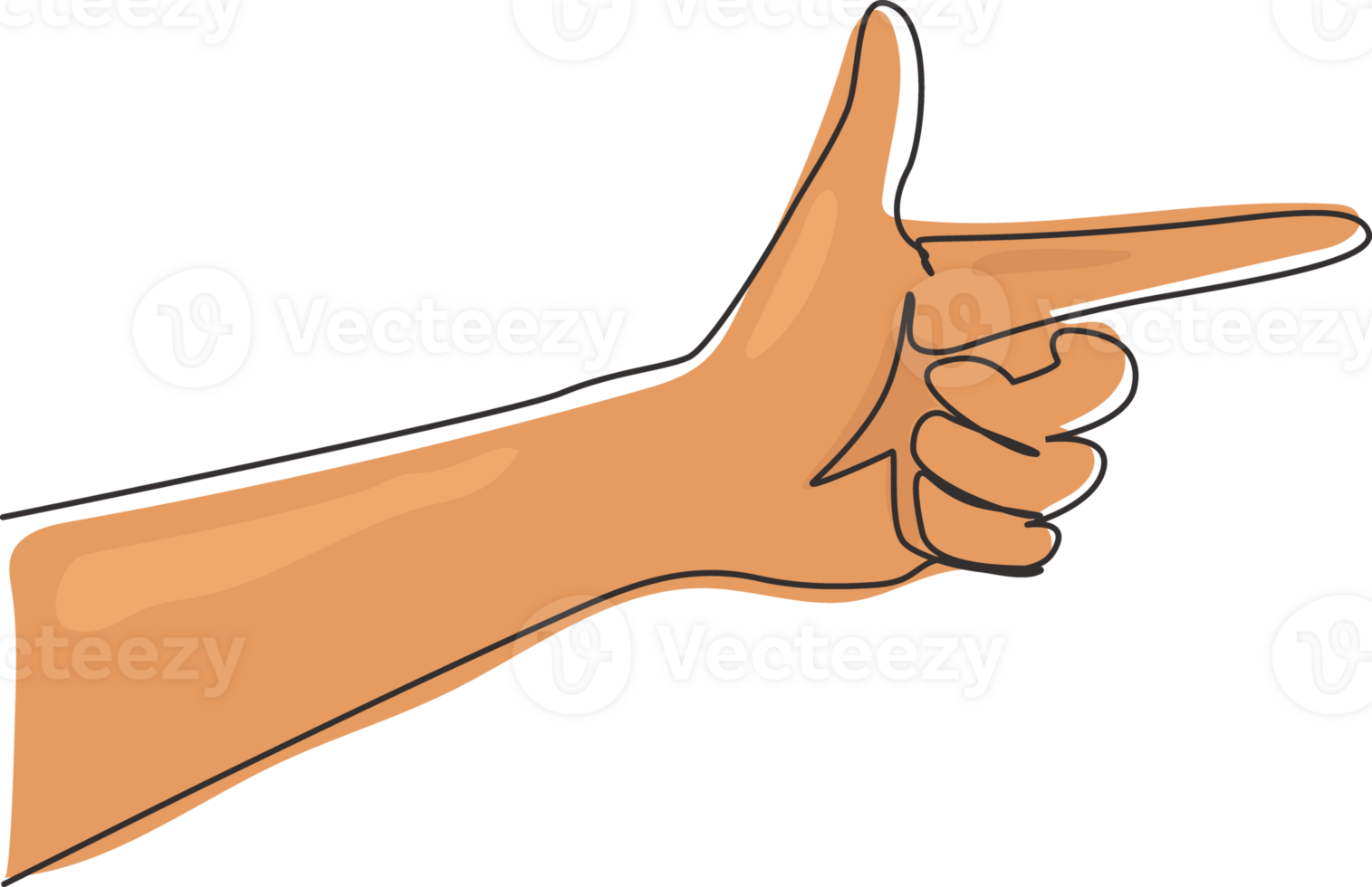 Continuous One Line Drawing Hand Making Gun Or Weapon Gesture Hand Shot Sign Or Symbol