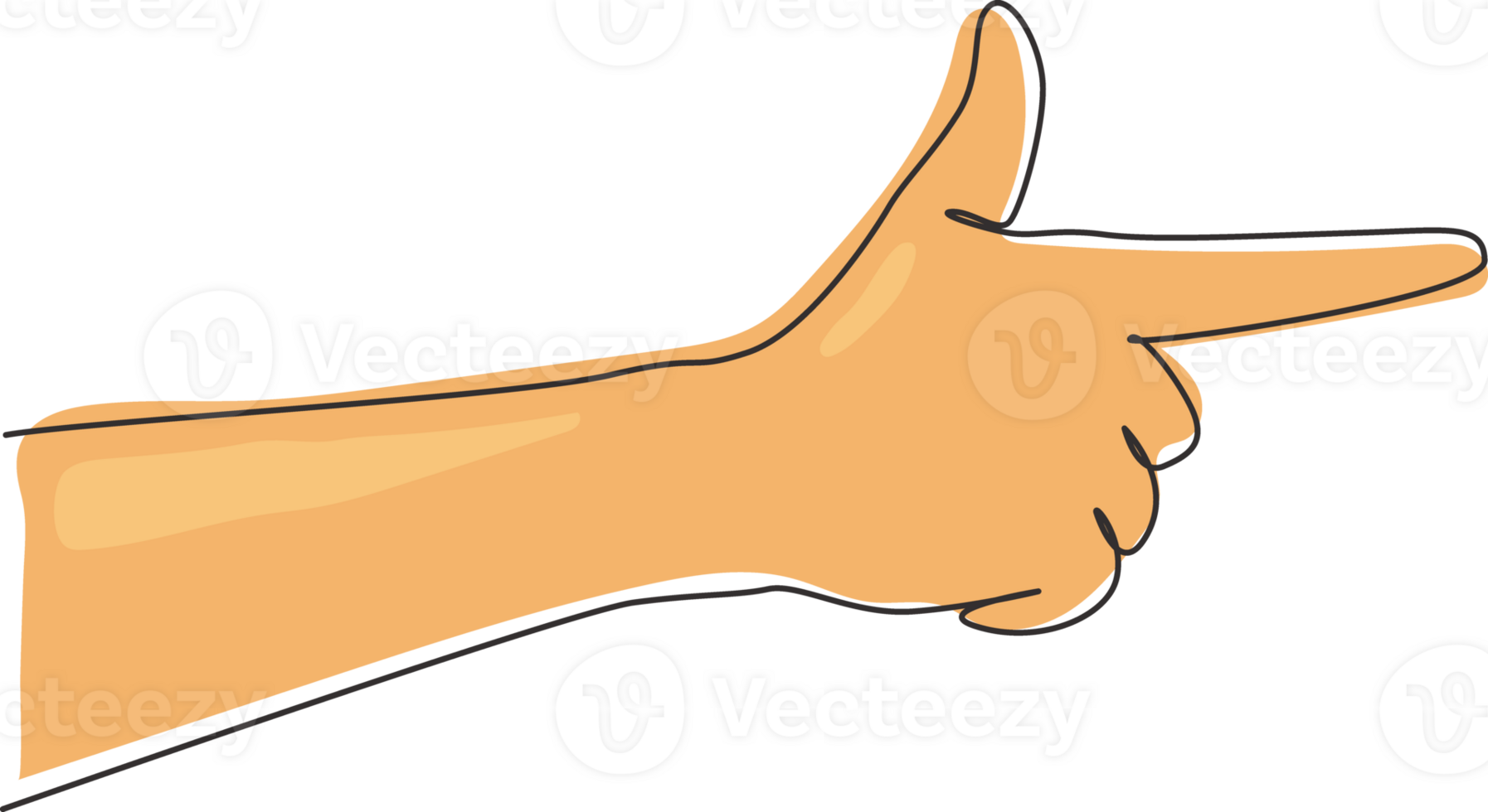 Single One Line Drawing Hand Making Gun Gesture Hand Shot Or Weapon Sign Or Symbol Nonverbal