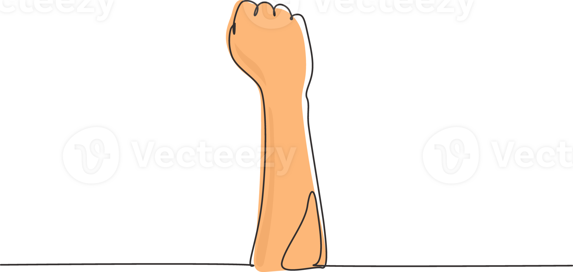 Célibataire Continu Ligne Dessin Poing Ou La Résistance Main Symbole Zéro Main Compter