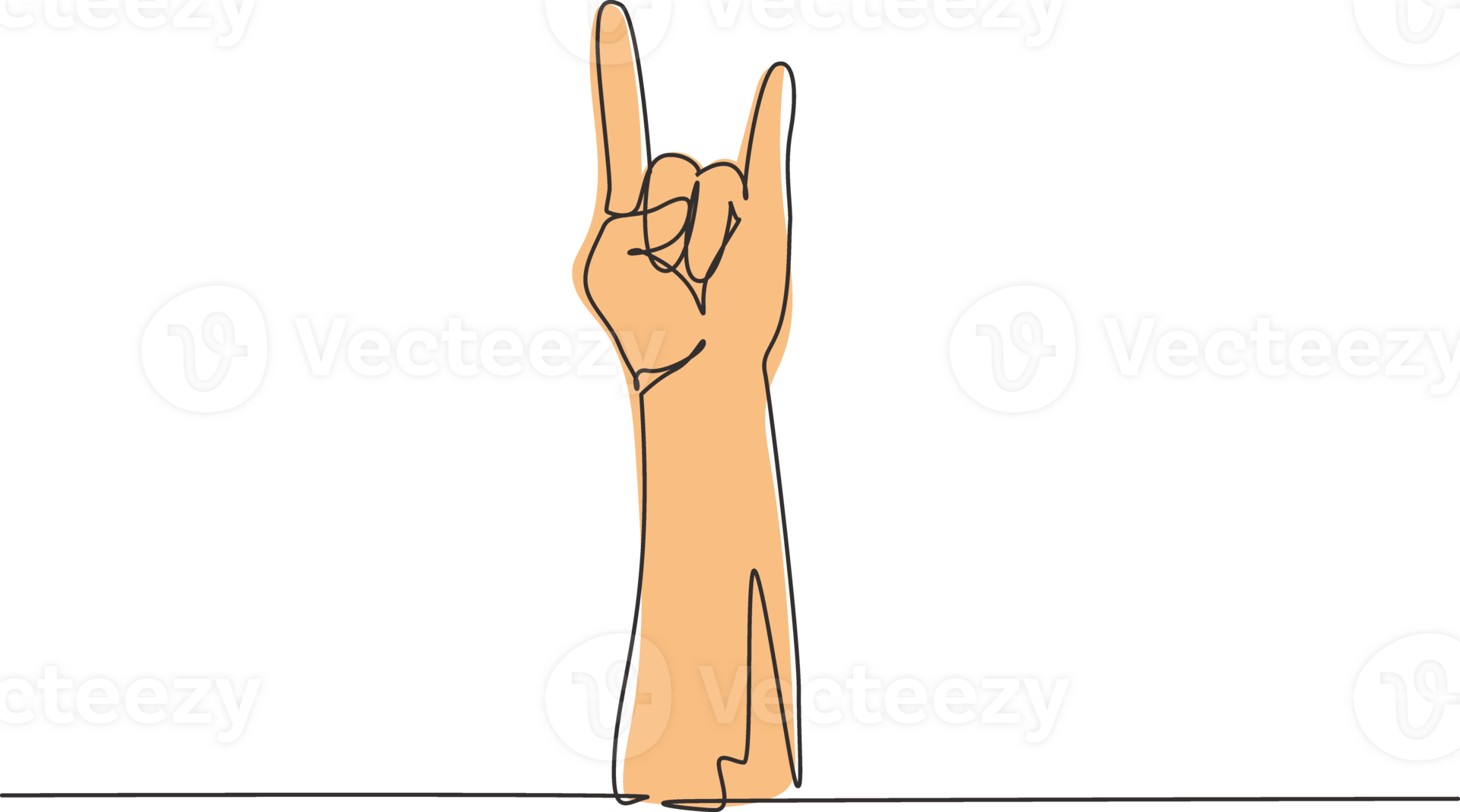 Single One Line Drawing Rock On Gesture Symbol Heavy Metal Hand Gesture Nonverbal Signs Or