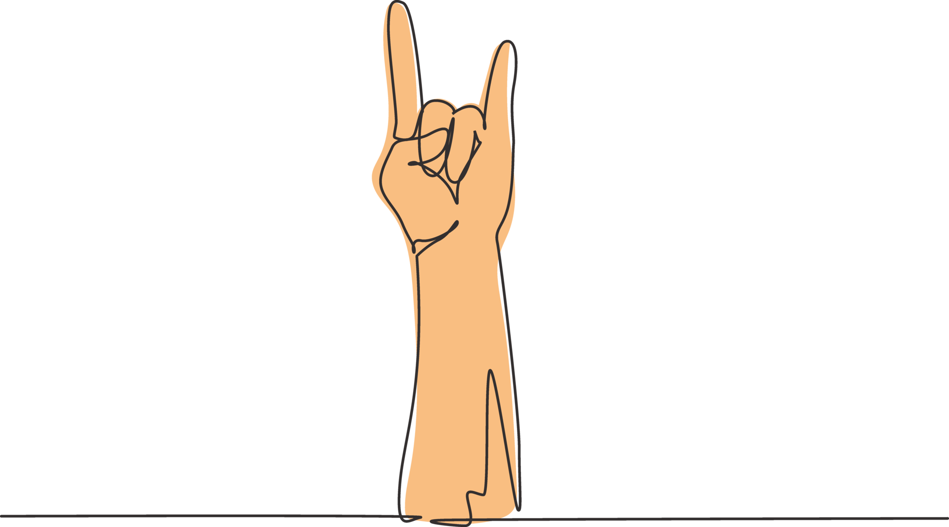 Single One Line Drawing Rock On Gesture Symbol Heavy Metal Hand Gesture Nonverbal Signs Or