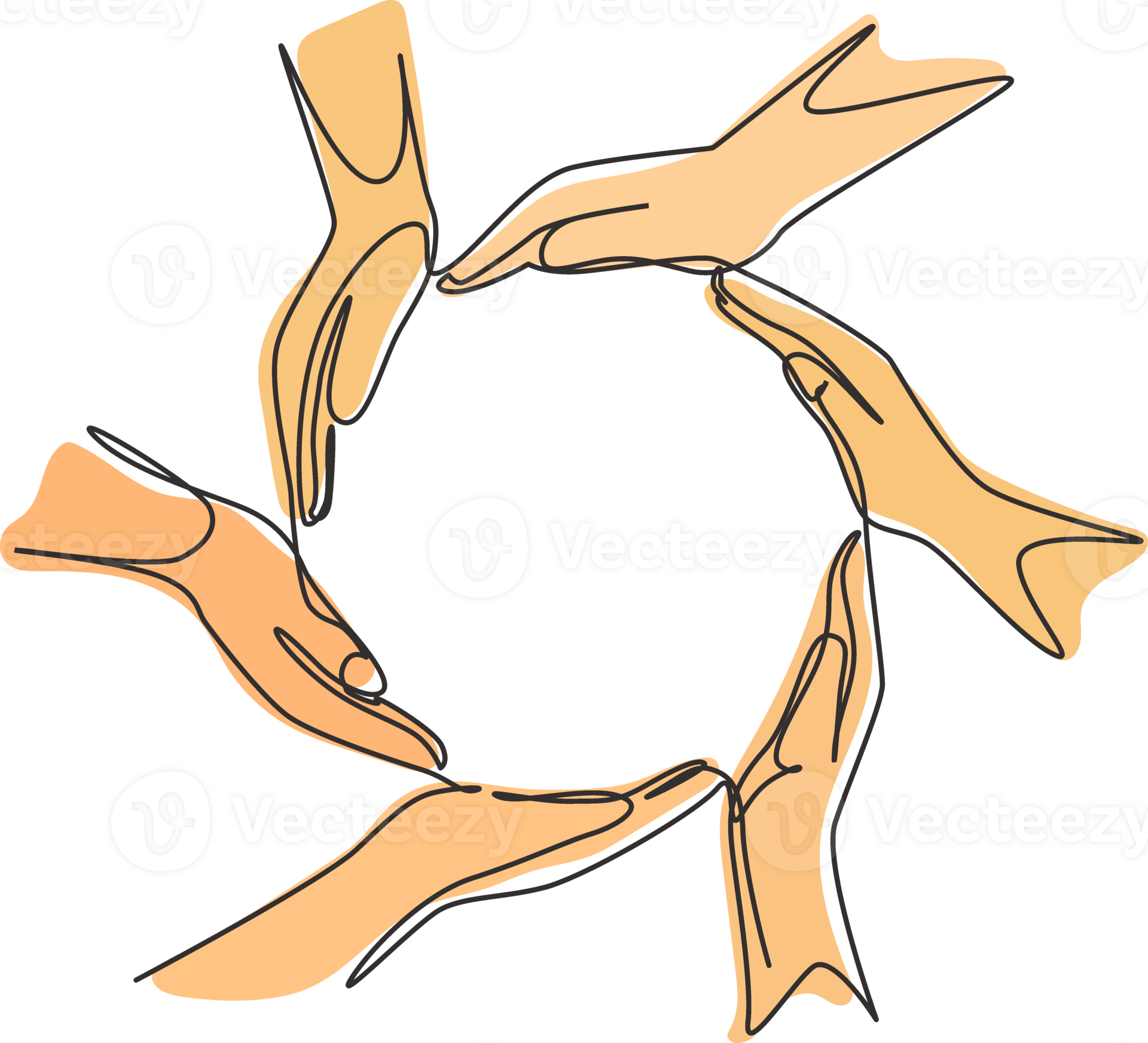Single continuous line drawing palms and circle hand gesture. Sign or symbol of protection ...