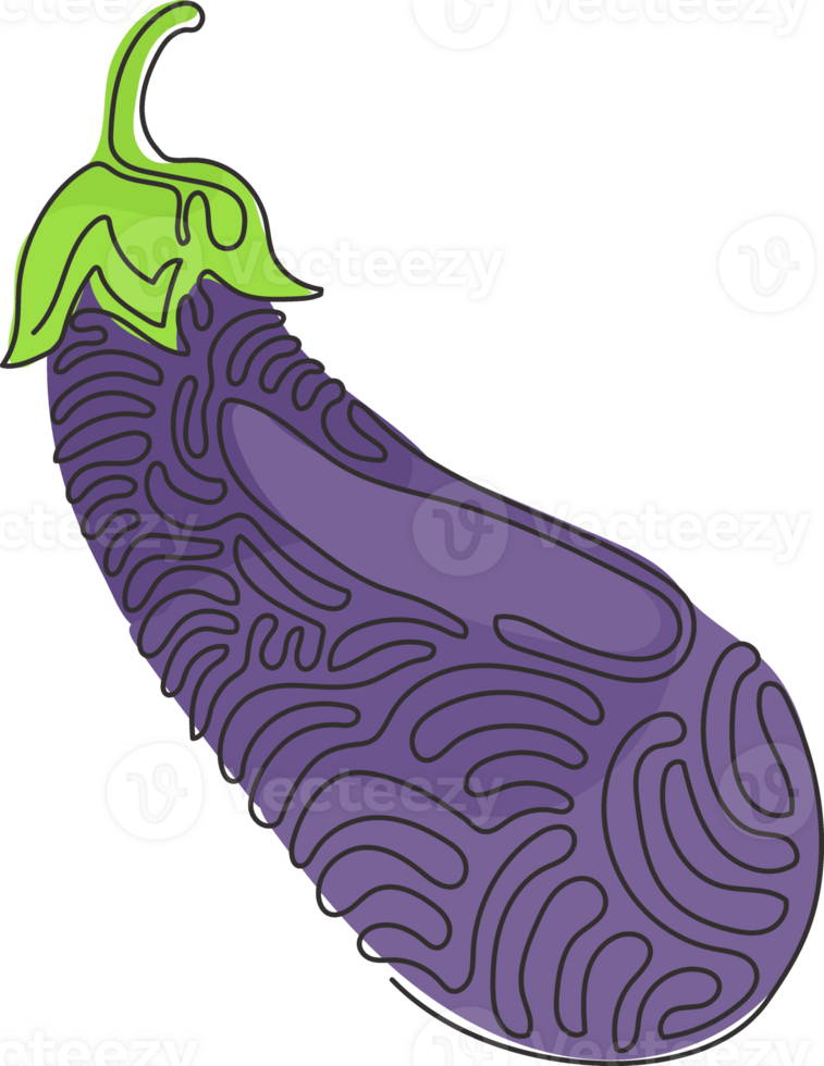 Single Continuous Line Drawing Fresh Juicy Fruit Eggplant Icon