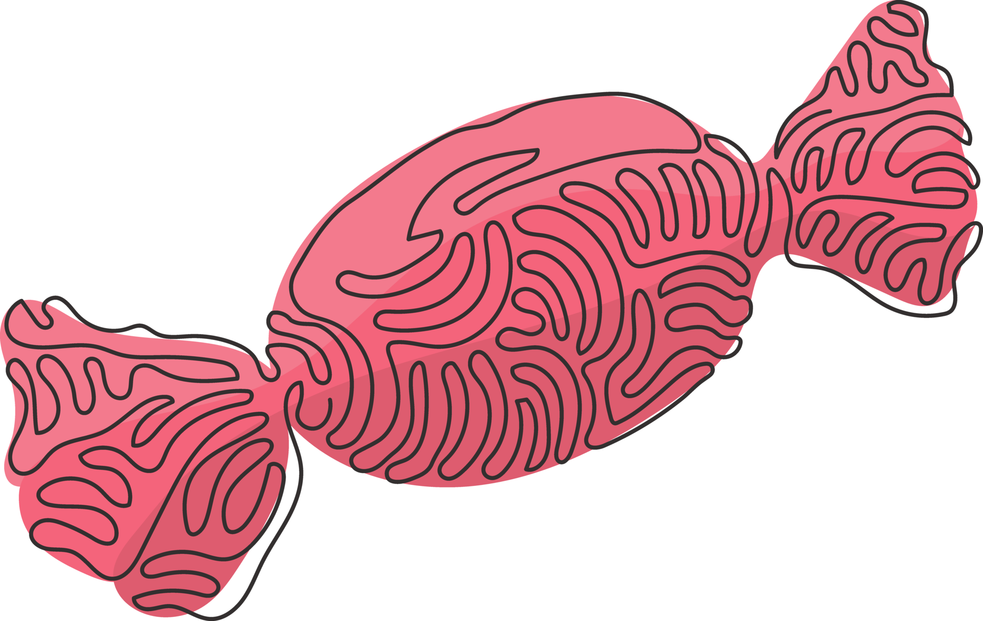 Single continuous line drawing candy in wrappers. Sweet candies for ...